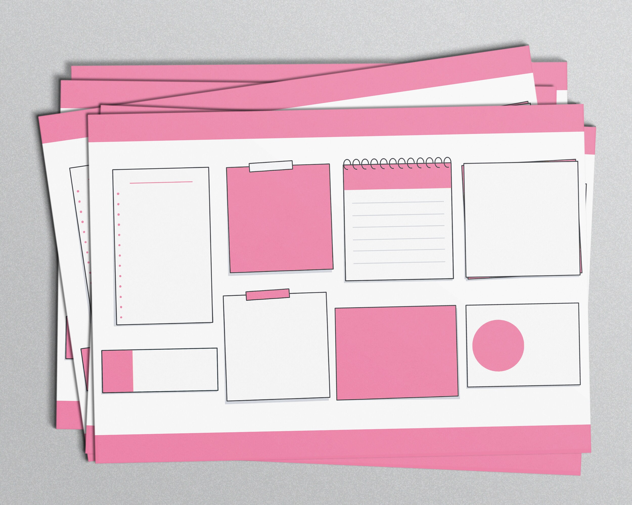 Minimalist Sticky Notes | Clipart Stickers | Line Art | Spring Edition ...