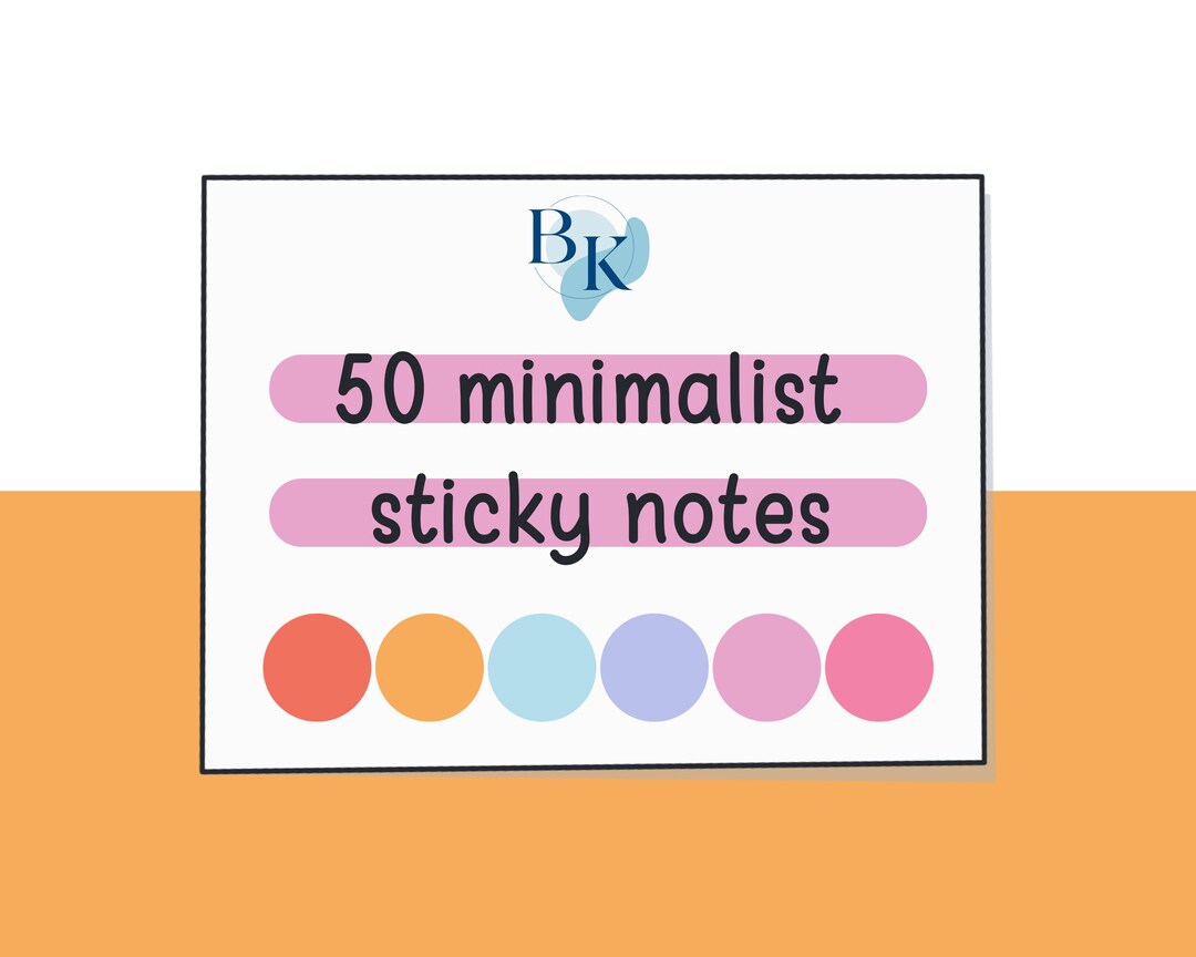 Minimalist Sticky Notes | Clipart Stickers | Line Art | Spring Edition ...