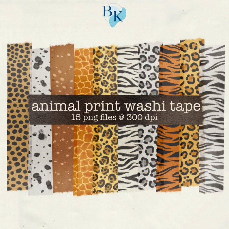 Animal Print Digital Washi Tape - 15 PNG | Wildlife Goodnotes Stickers ...