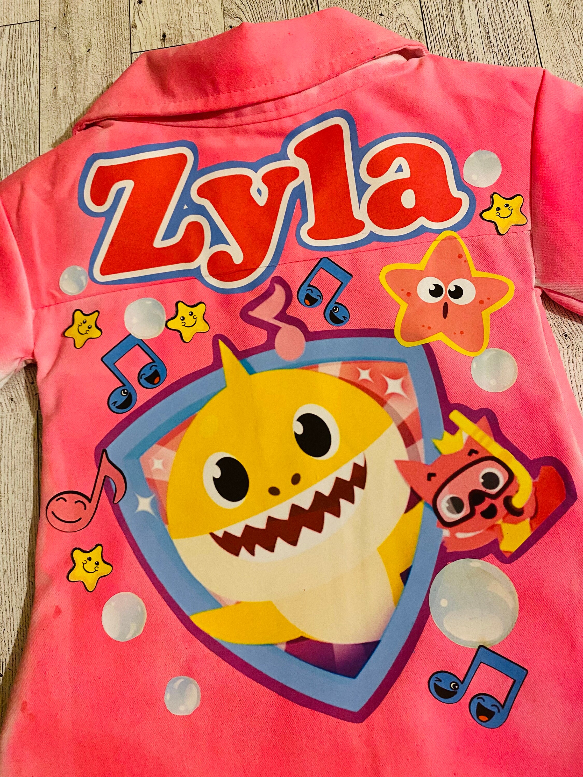 Girl Baby Shark Custom Outfit Kids Custom Dickies Set 2year Birthday ...