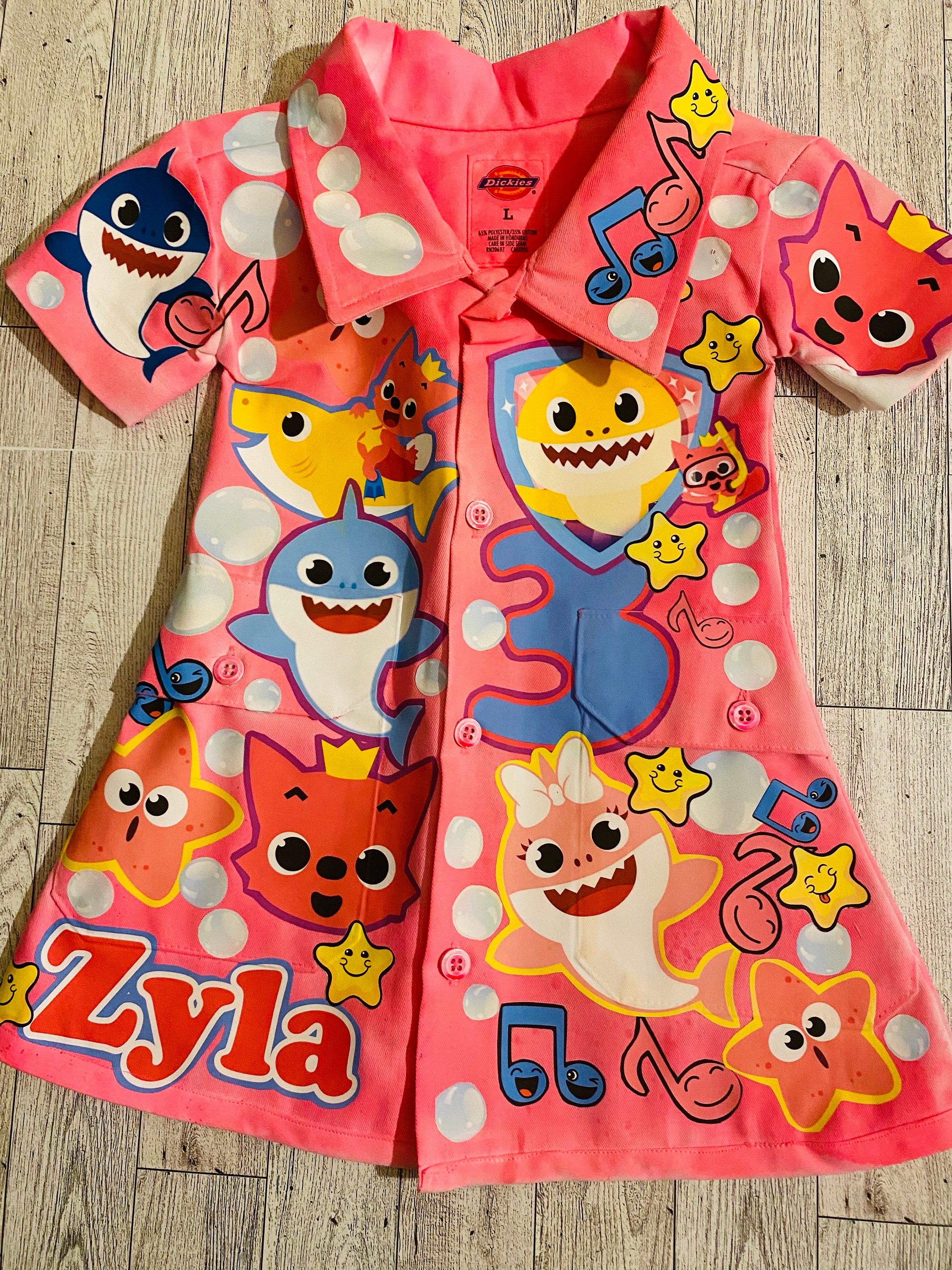 Girl Baby Shark Custom Outfit Kids Custom Dickies Set 2year Birthday ...