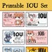 Cute IOU Slip Placeholders, PRINTABLE Set of 6 - Etsy