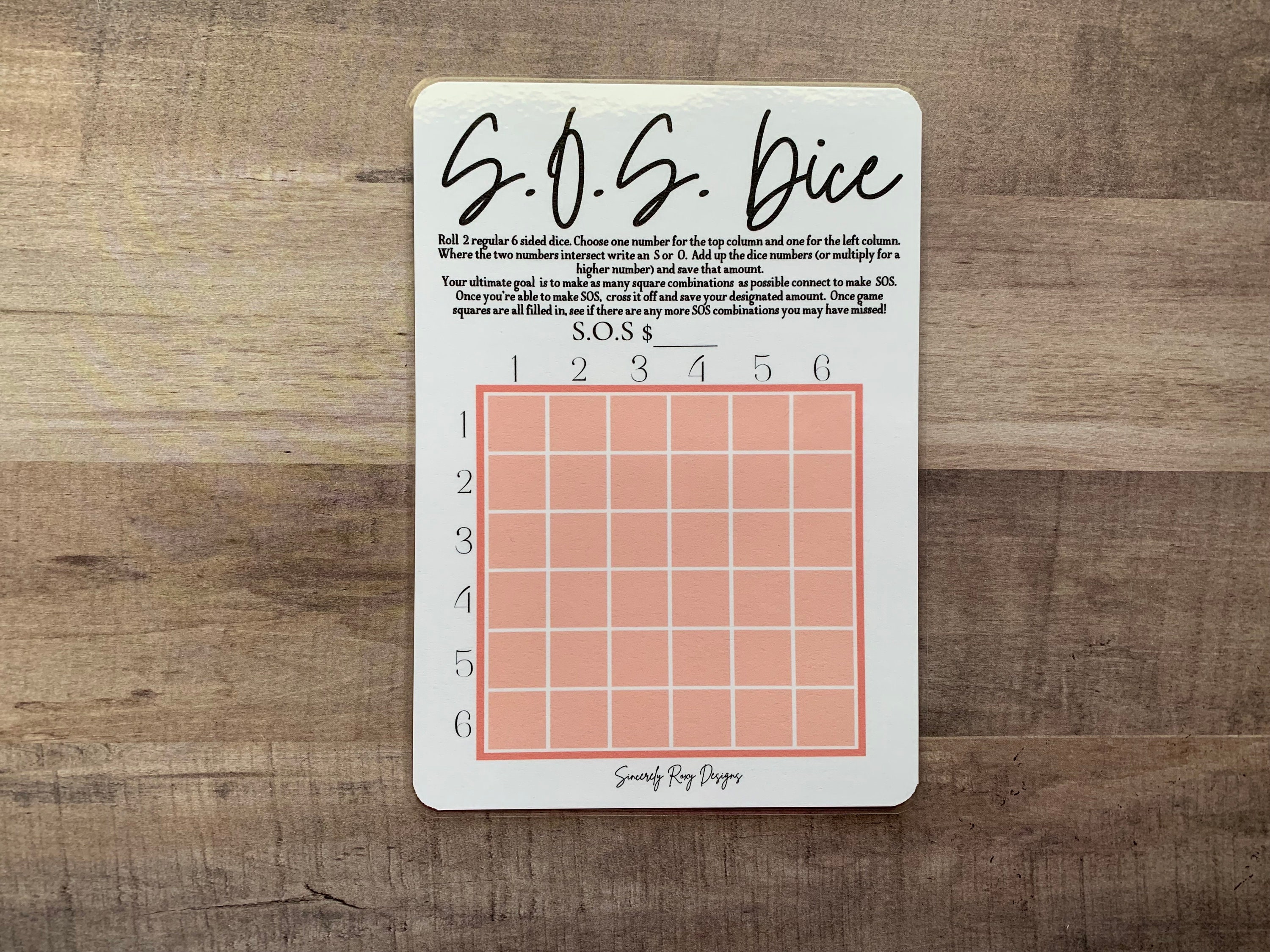 S.O.S Physical Laminated Savings Game With Envelope - Etsy