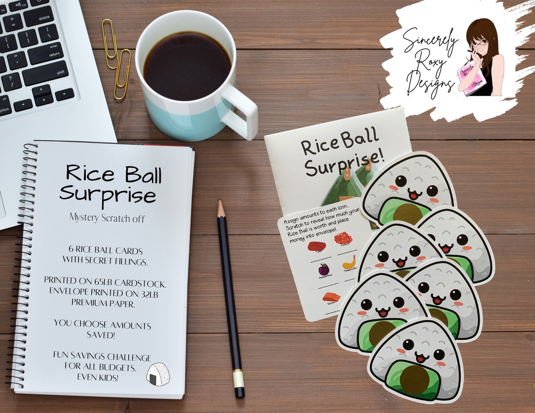 Rice Ball Surprise L Mystery Savings Challenge Scratch off Set - Etsy