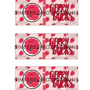Printable Cash Prop Money Placeholders, Berry Bucks - Etsy