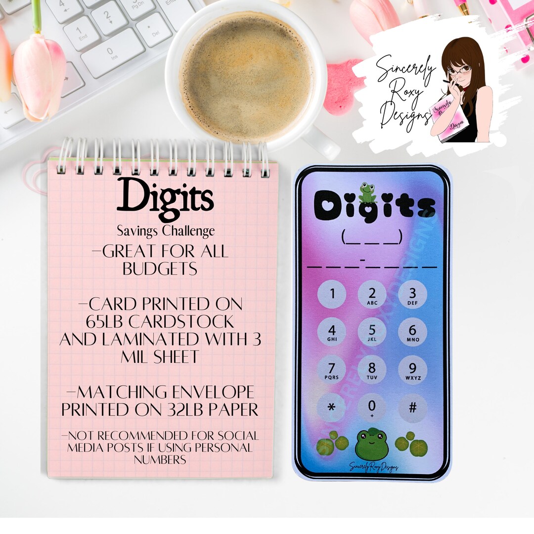 Savings Challenge, Digits, Laminated With Cash Envelope - Etsy