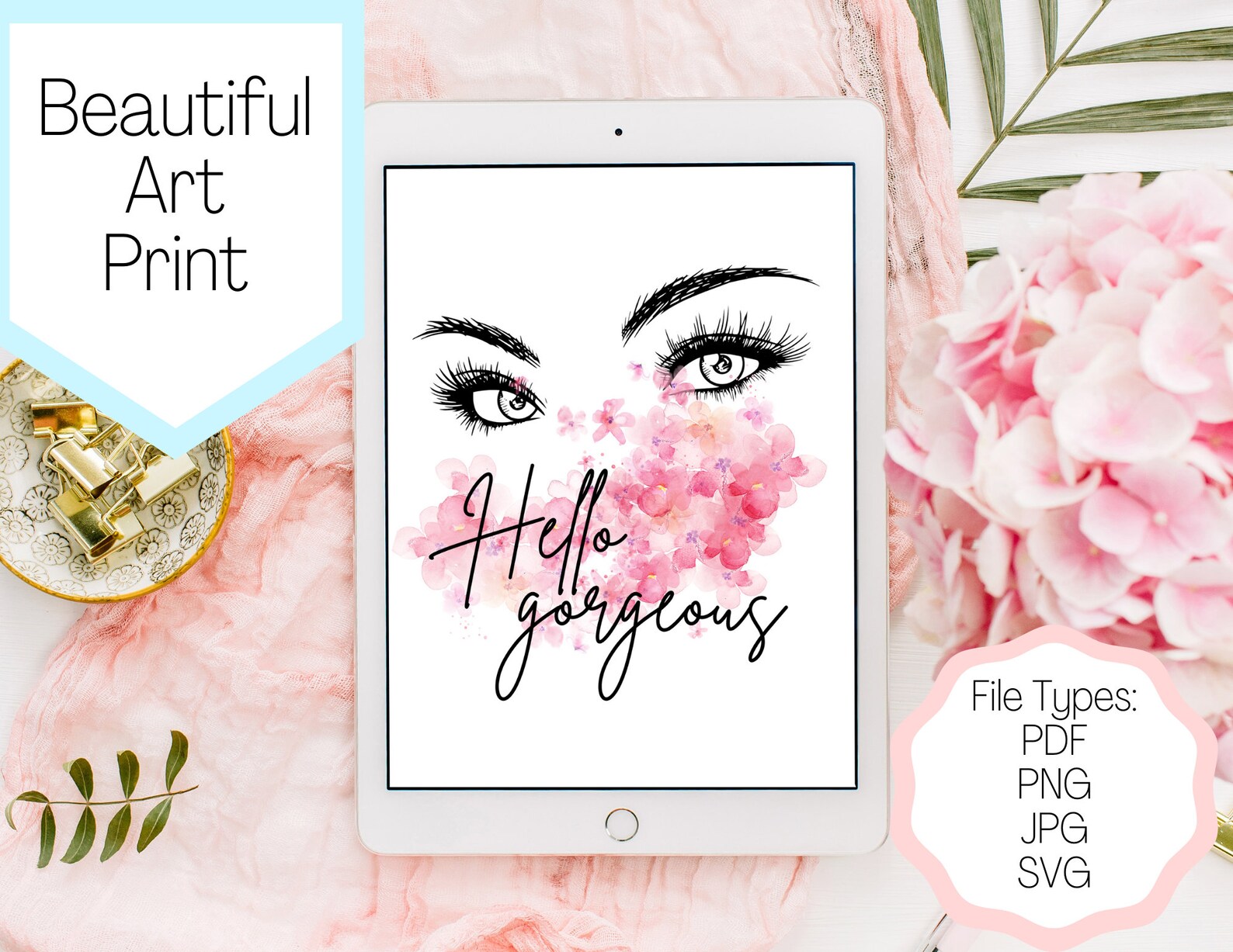 Hello Gorgeous Printable Art L Printable Wall Art L Printable - Etsy