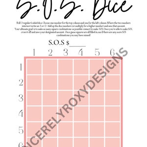 S.O.S Physical Laminated Savings Game With Envelope - Etsy