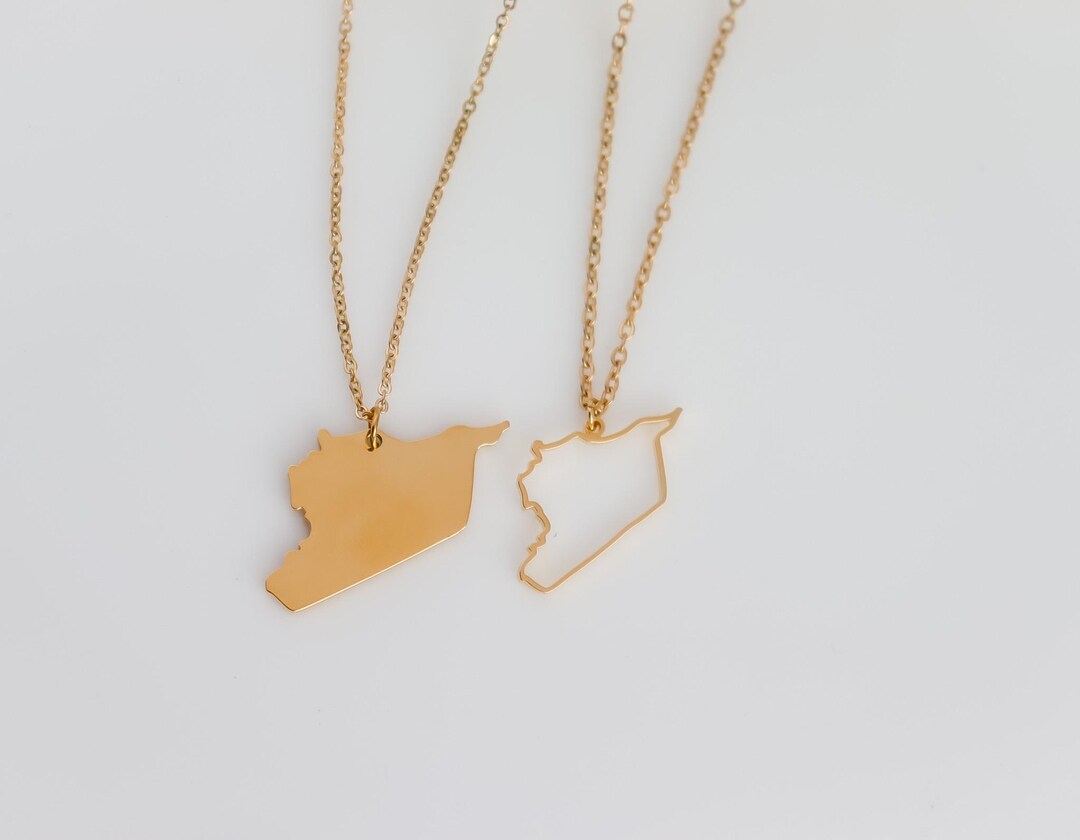Syria Outline Necklace | Suria Necklace | Syria Map Necklace | Country ...