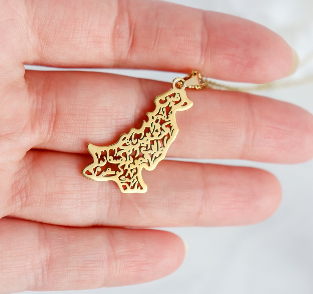 Calligraphy Pakistan Map Necklace | Pakistan Map Necklace | Country ...
