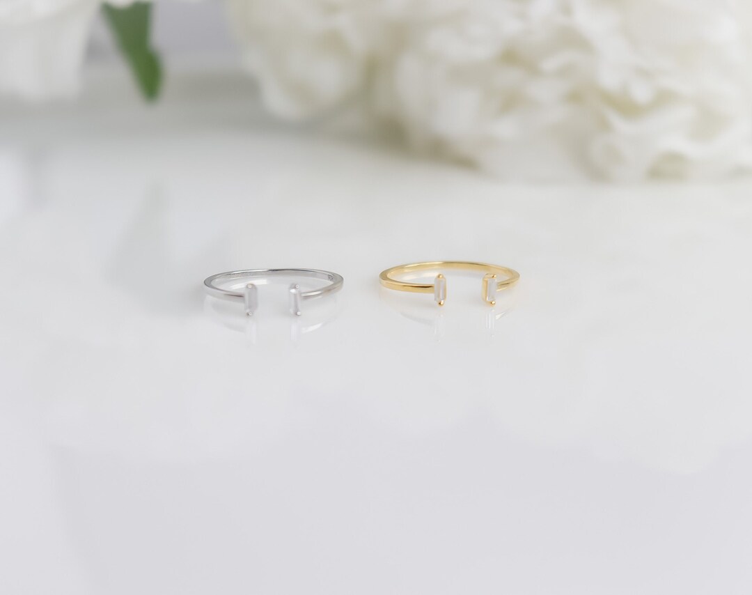 Column Diamond Ring Sterling Silver Ring Studded Ring Crystal Ring I ...