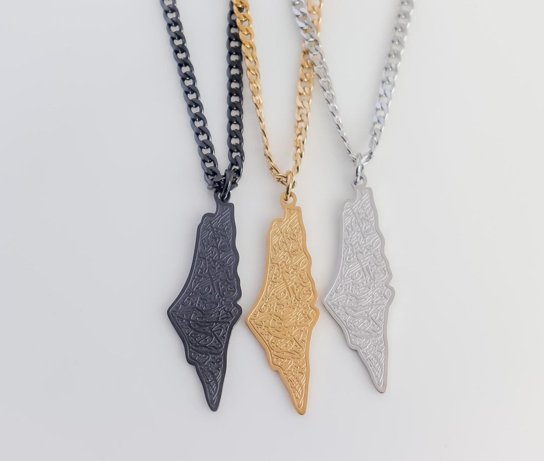 Palestine Necklace for Men | Palestine Map Necklace With Arabic ...