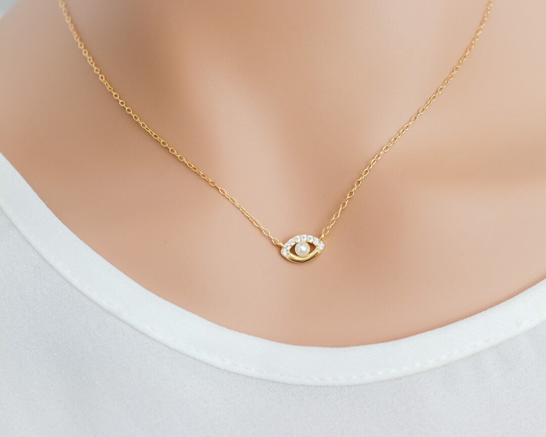 Evil Eye Necklace, Lucky Evil Eye Necklace, Protective Jewelry, Dainty ...