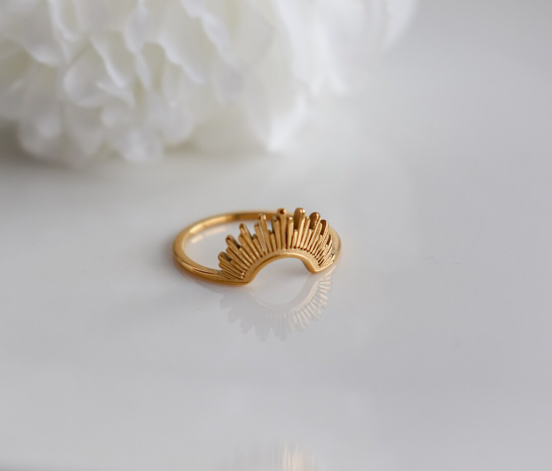 Sunshine Ring I Stacking Ring I Celestial Jewelry I Sunburst Ring Sun ...