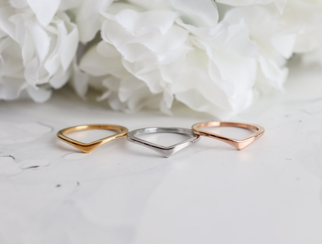 Wishbone Ring | Stackable Wishbone Ring | Chevron Ring | Thin Gold ...