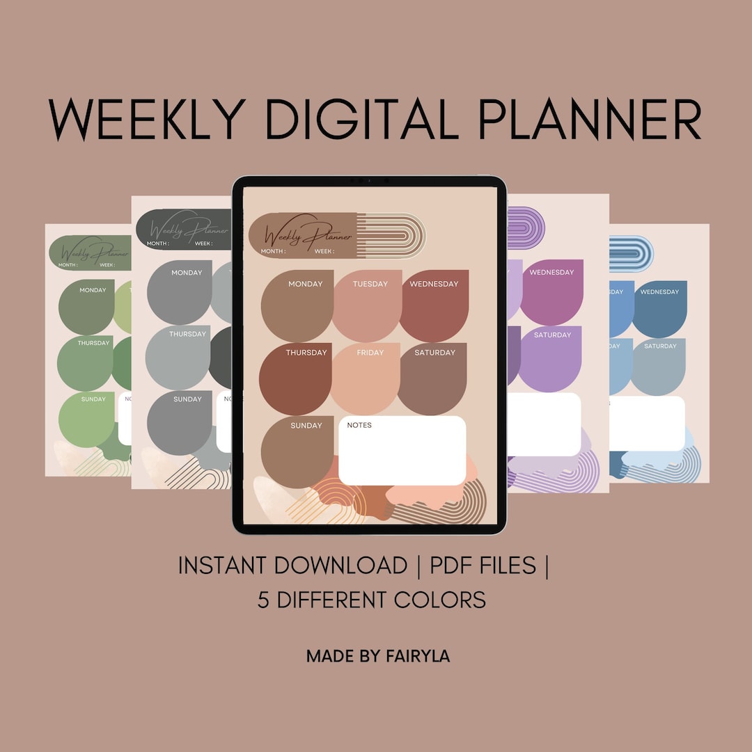 Weekly Planner Printable and Digital | Week on One Page | Weekly ...