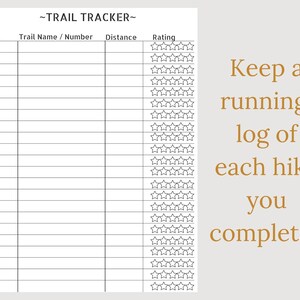 Hiking Log Printable Download, Hiking Tracker, Printable Hiking Planner ...