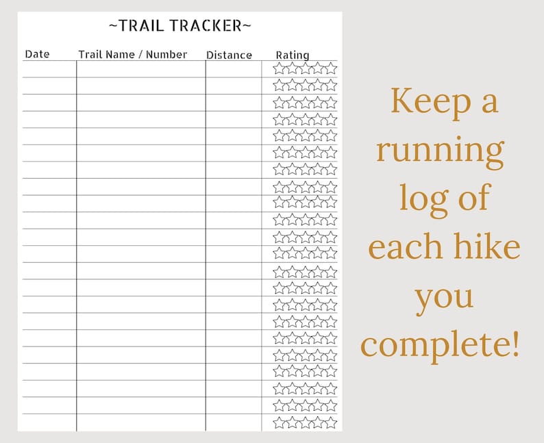Hiking Log Printable Download, Hiking Tracker, Printable Hiking Planner ...