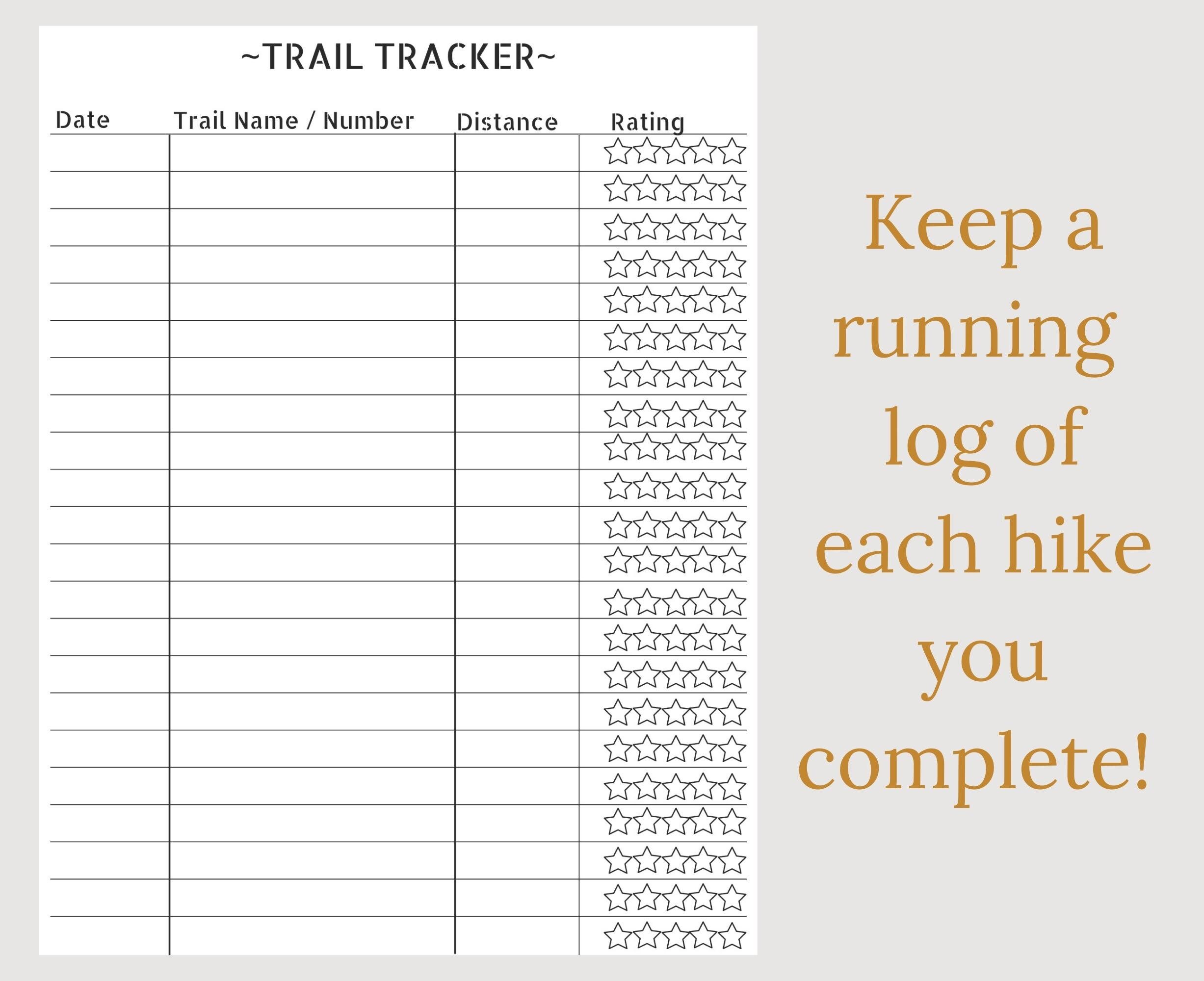 Hiking Log Printable Download, Hiking Tracker, Printable Hiking Planner ...