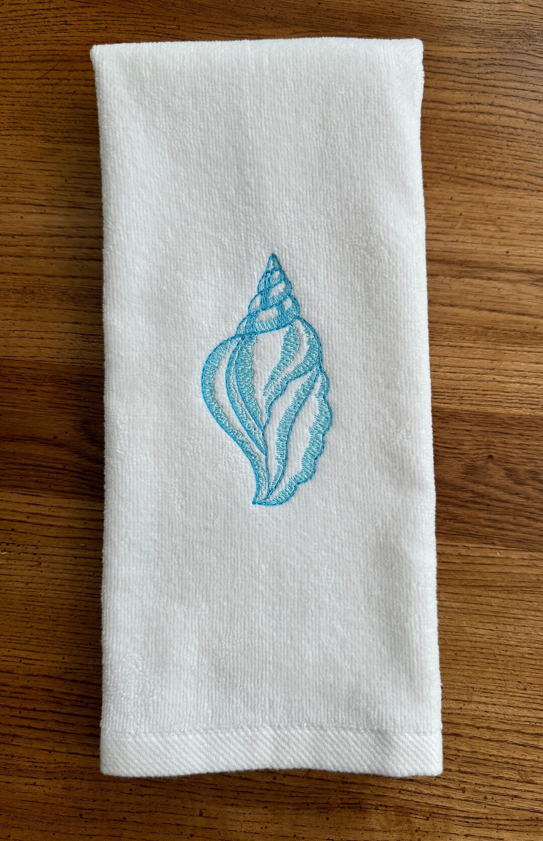 Embroidered Sea Shell Hand Towel | Beach Theme Velour Towel - Etsy