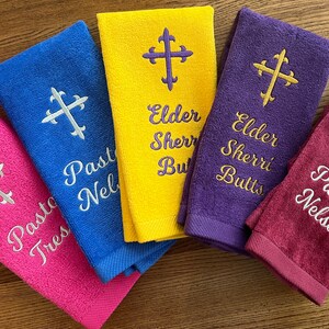 Religious Cross Embroidered Hand Towel | Personalized Pastor Hand Towel ...