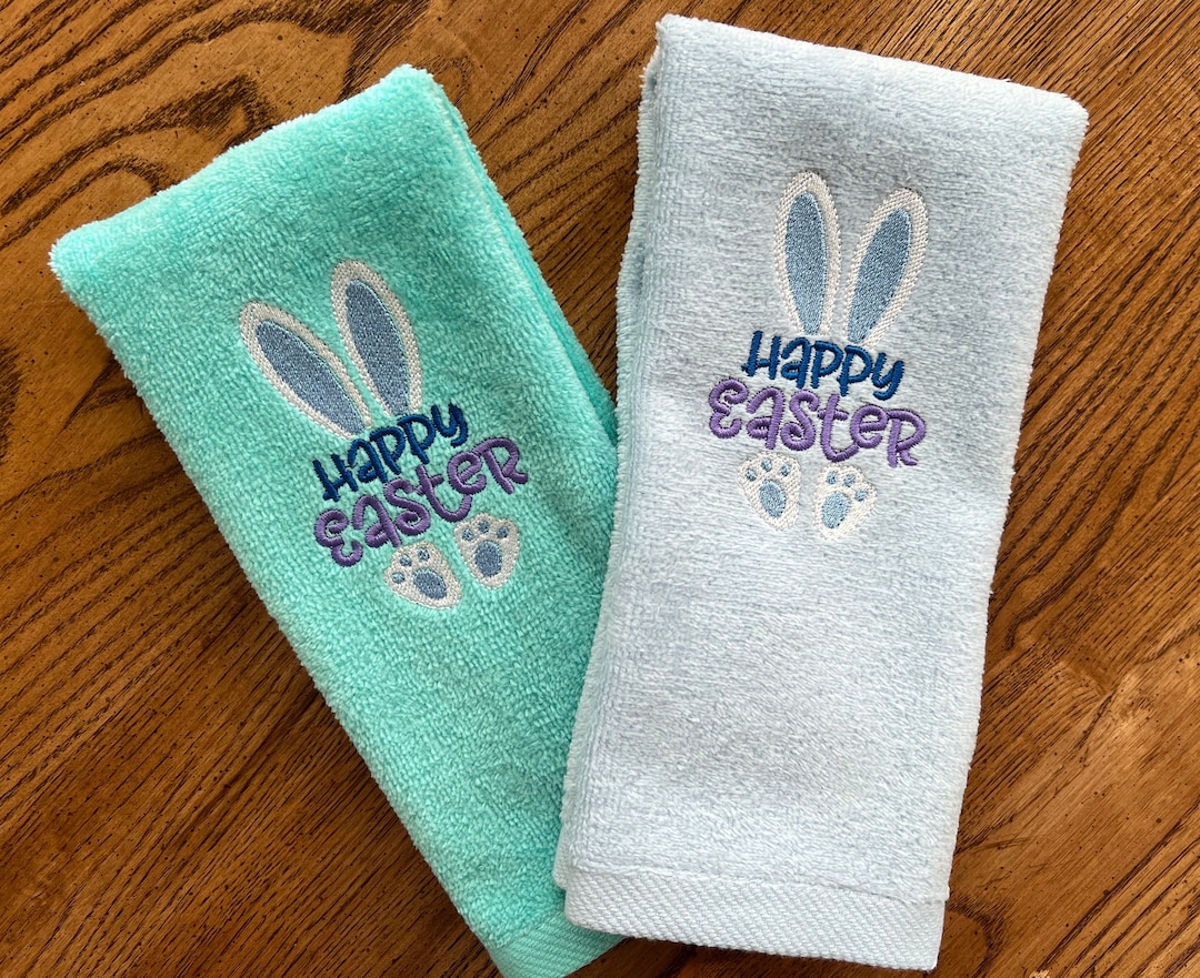 Happy Easter Bath Hand Towels 2 Size Options| Embroidered Easter Bath ...