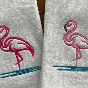 Pink Flamingo Bath Hand Towel | Embroidered Flamingo Fingertip Towel ...