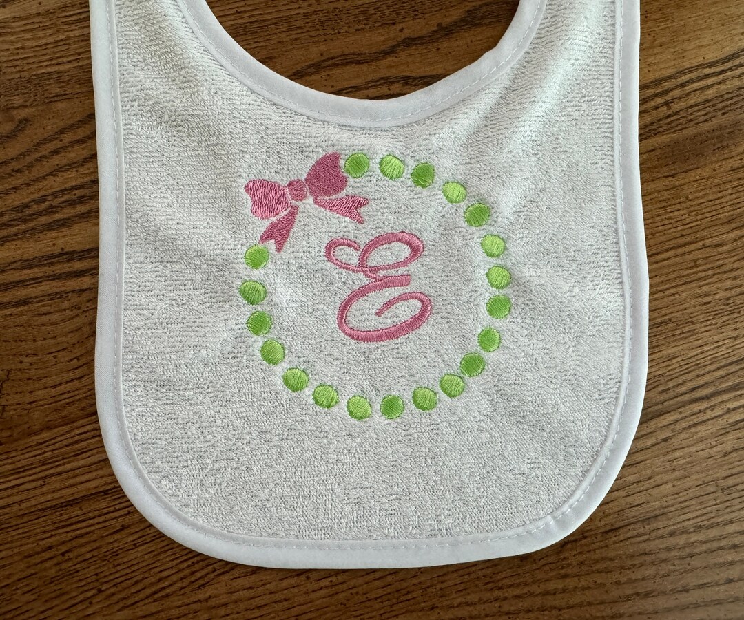 Personalized Girl Monogram Bib | Custom Bow Girl Bib | Custom ...