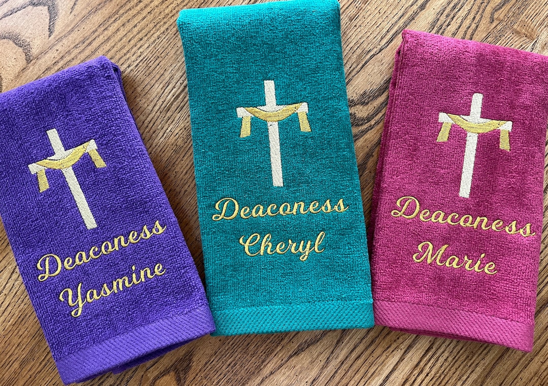Religious Cross Velour Hand Towel | Personalized Embroidered Pastor ...