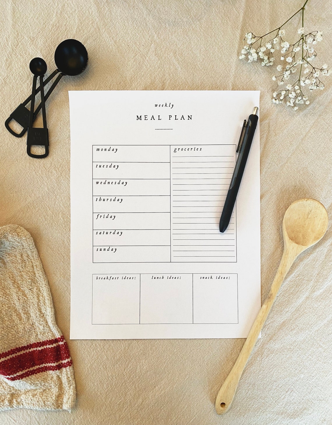 MEAL PLAN Printable - Grocery List - Digital Download - Instant Meal ...