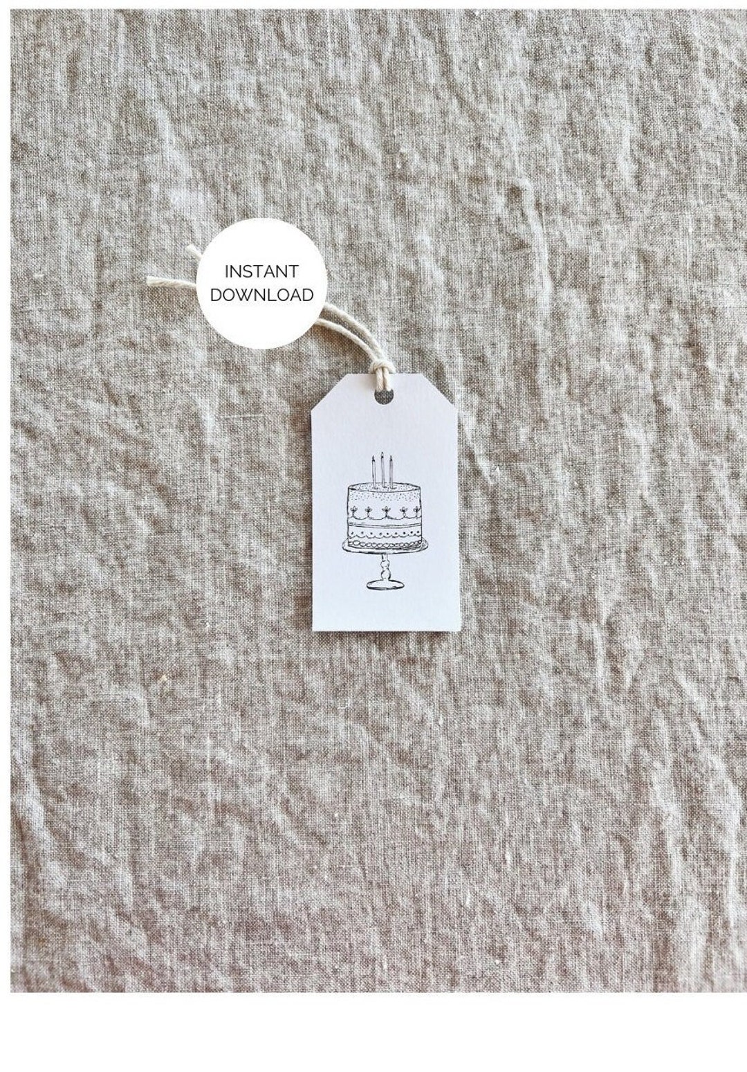 BIRTHDAY CAKE Gift Tag - Digital Download - Instant Download - Hand ...