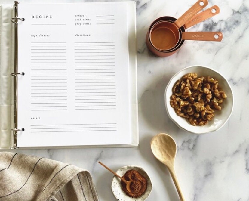 RECIPE PAGE Printable Instant Recipe Sheet Digital - Etsy