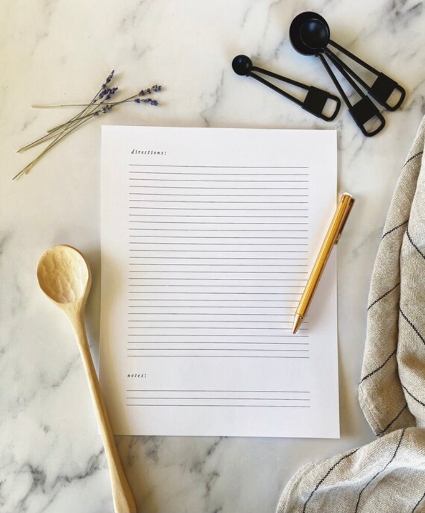 RECIPE PAGE Printable Instant Recipe Sheet Digital - Etsy