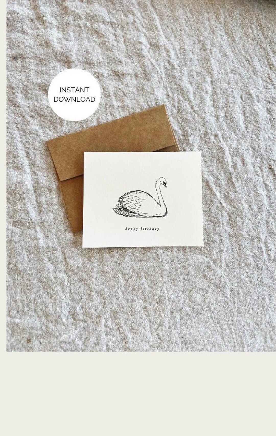HAPPY BIRTHDAY Card - Digital Download - Swan Card Instant Download ...
