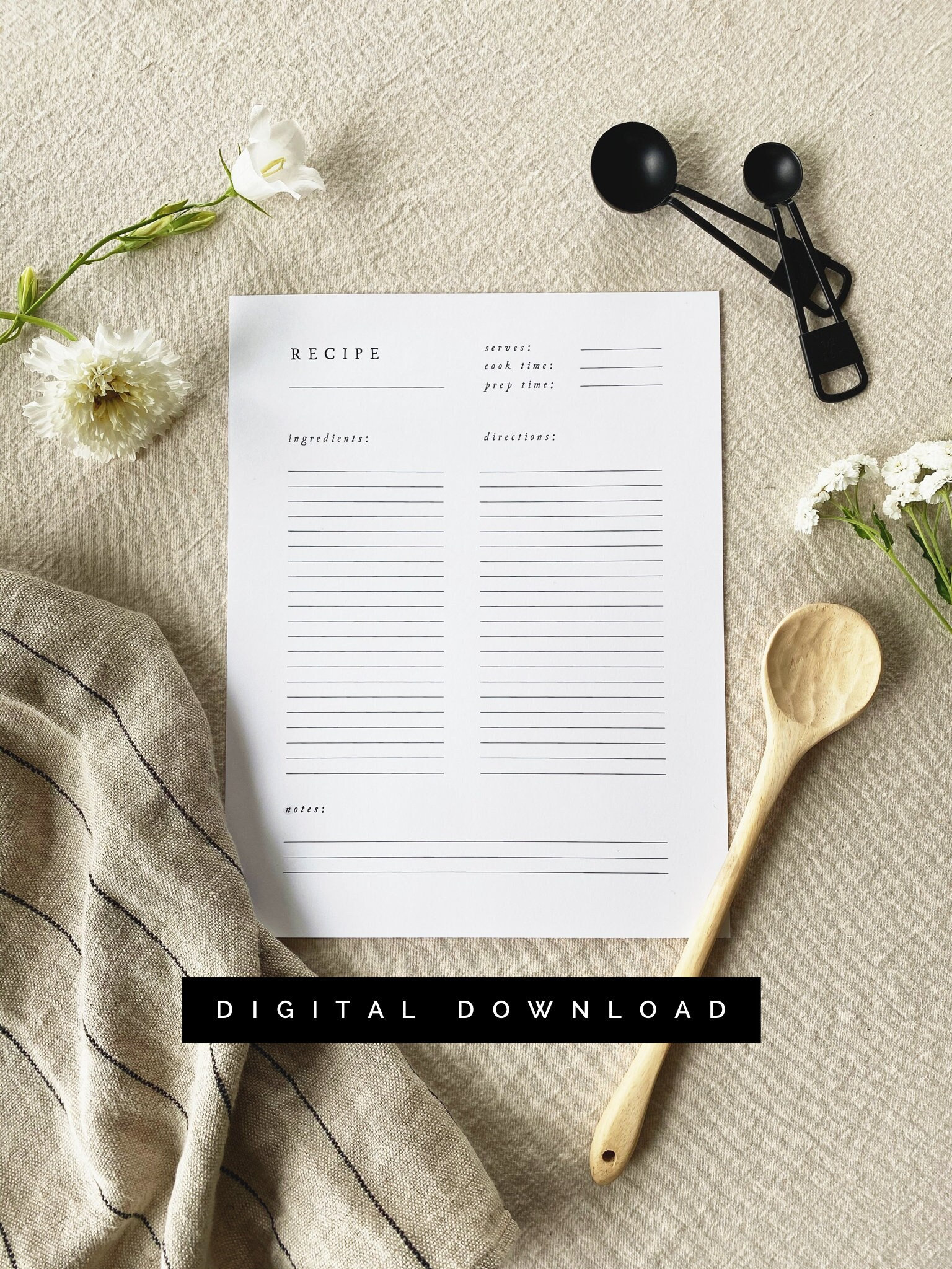 RECIPE PAGE Printable Instant Recipe Sheet Digital - Etsy