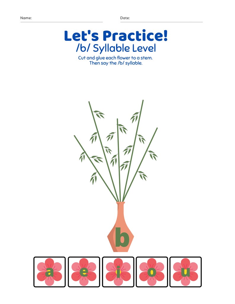 Articulation Flashcards and Worksheets - Complete /b/ Phoneme, Initial ...