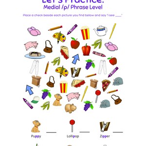 Articulation Flashcards and Worksheets - Complete /p/ Phoneme, Initial ...