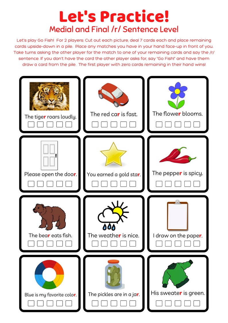Articulation Flashcards and Worksheets Complete /r/ Phoneme: | Etsy