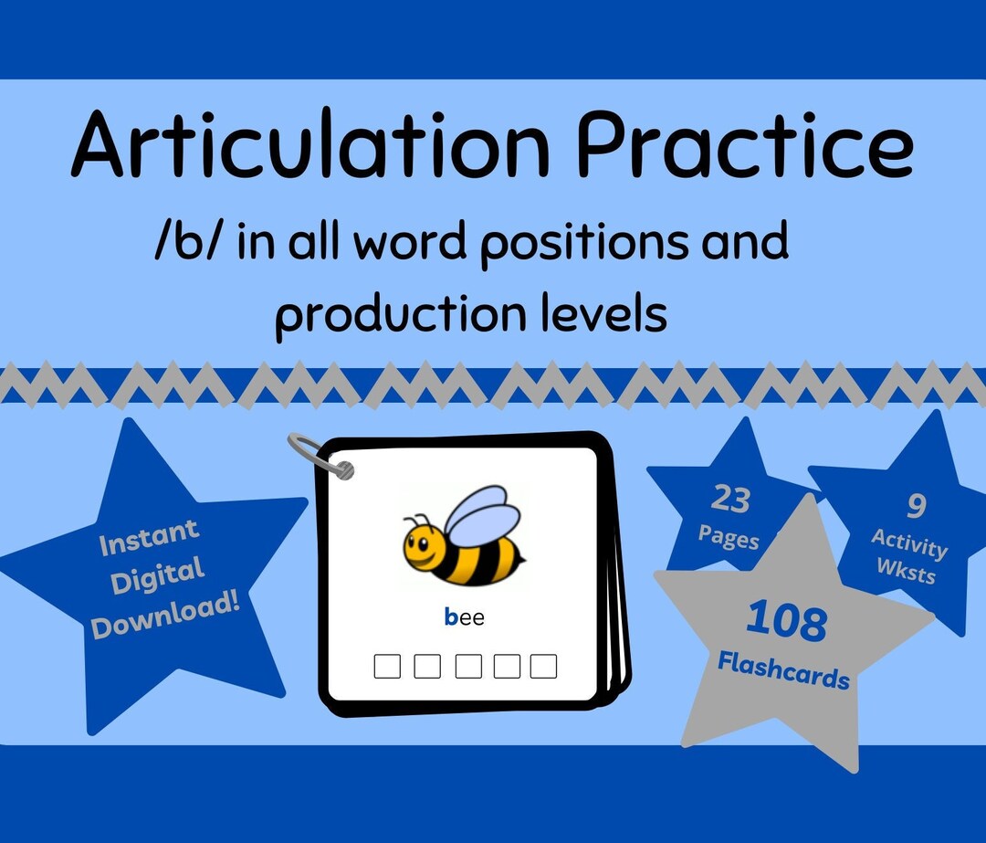 Articulation Flashcards and Worksheets - Complete /b/ Phoneme, Initial ...