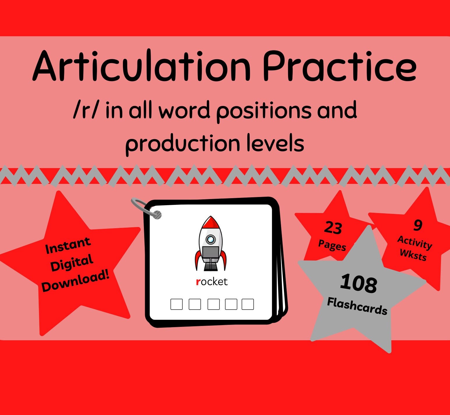 Articulation Flashcards and Worksheets - Complete /r/ Phoneme: Initial ...