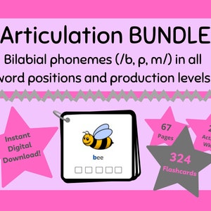 Articulation Flashcards and Worksheets BUNDLE - Bilabial /p,b,m ...
