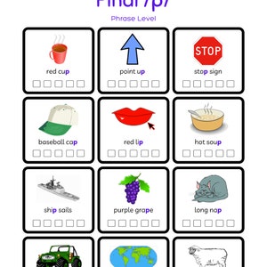 Articulation Flashcards and Worksheets - Complete /p/ Phoneme, Initial ...
