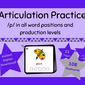 Articulation Flashcards and Worksheets - Complete /p/ Phoneme, Initial ...