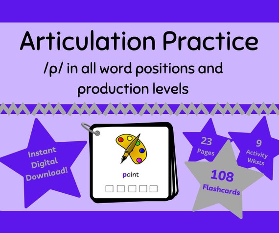 Articulation Flashcards and Worksheets Complete /p/ Phoneme | Etsy