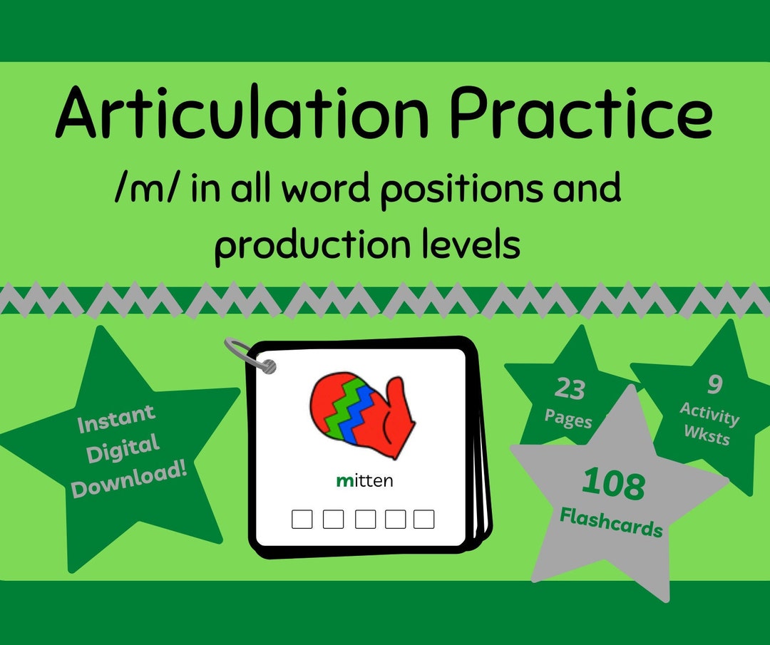 Articulation Flashcards and Worksheets Complete /m/ Phoneme: Initial ...