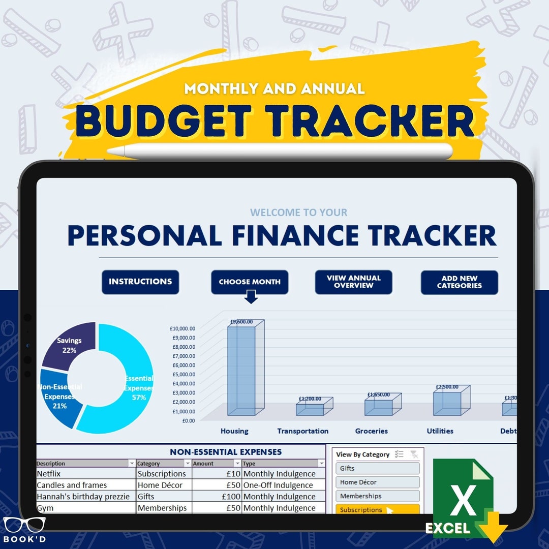 Monthly Budget Spreadsheet (microsoft Excel) | Track Your Income ...
