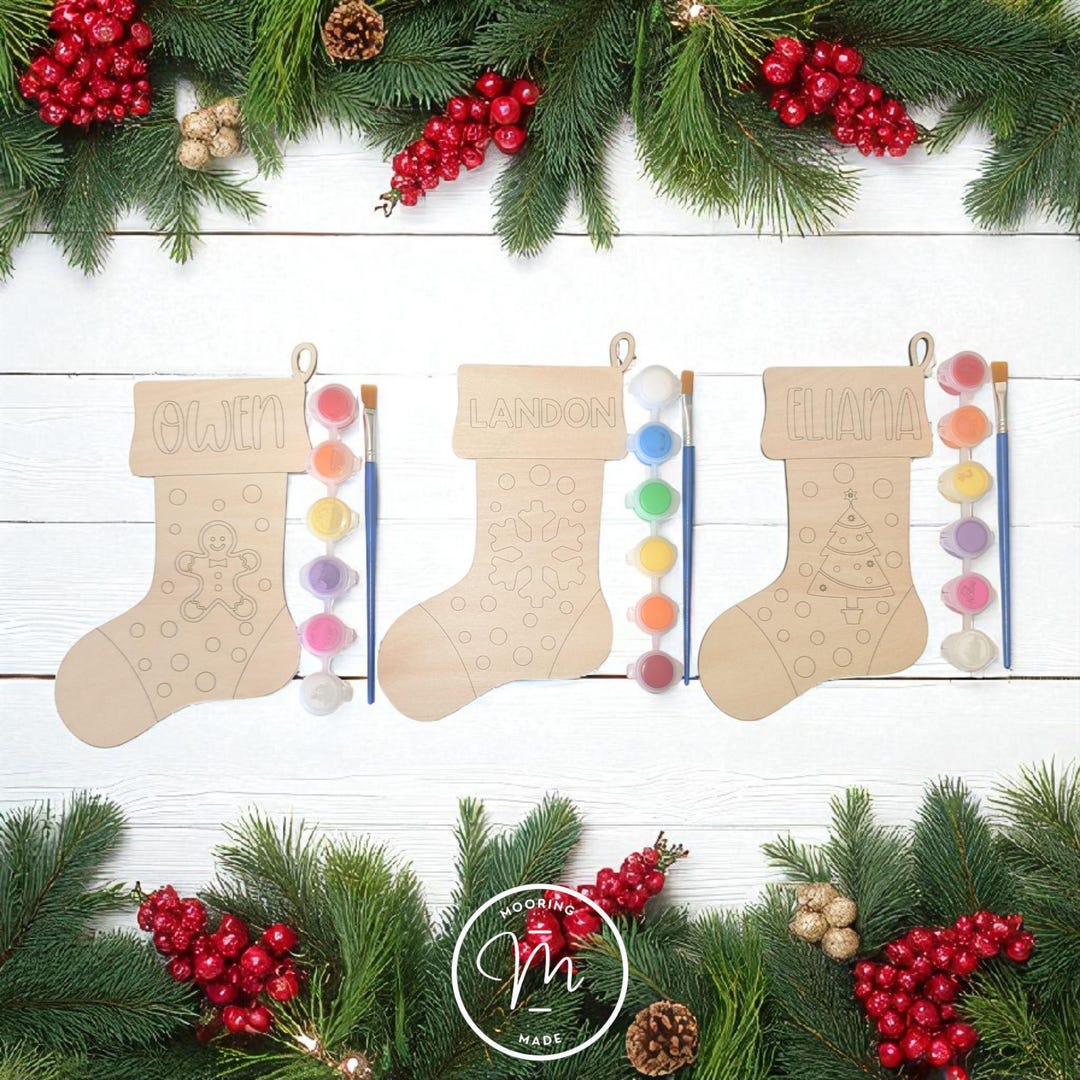 Personalized Christmas Stocking Paint Kit: DIY Holiday Craft for Kids ...