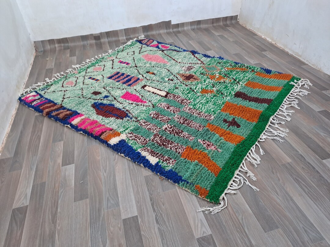 Moroccan Rug Green ,moroccan Area Rug, Custom Rug , Handmade Rug , Beni ...