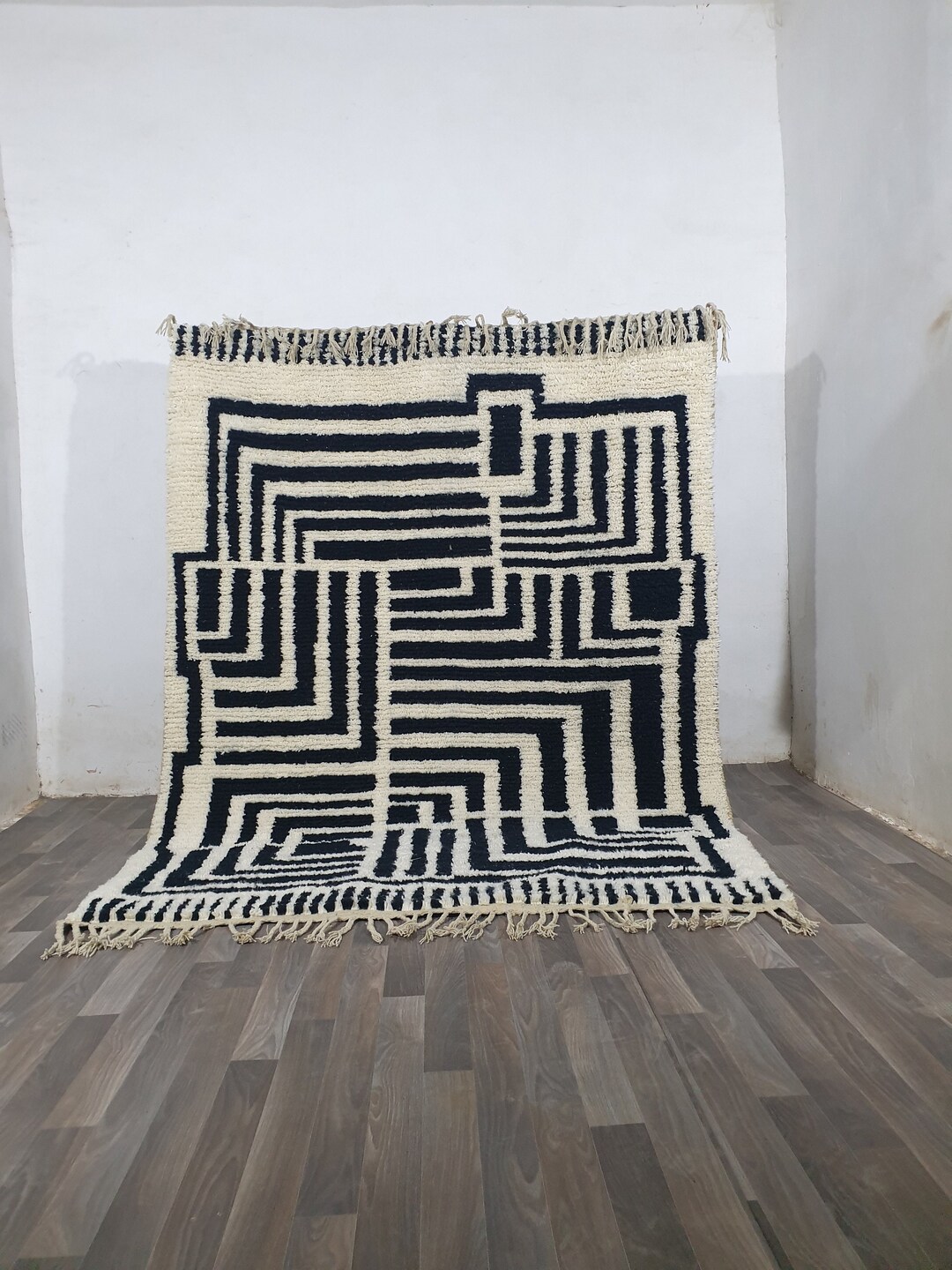 Large Black and White Checkered Rug, Moroccan Berber Checkered Rug ...