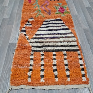 Runner Rug Orange, Handmade Rug, Sheep Wool Runner, Moroccan Runner Rug ...